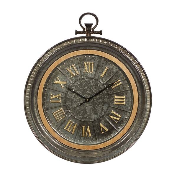 Black Metal Pocket Watch Style Wall Clock - 24 x 3 x 29 - Bed Bath ...
