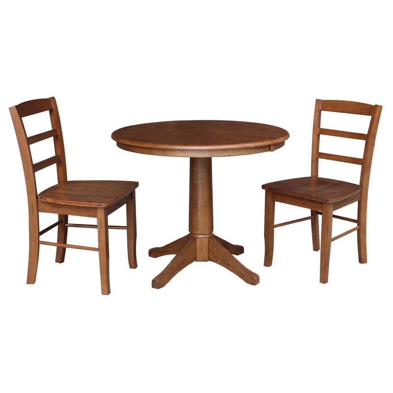 36" Round Extension Dining Table With 2 Madrid Chairs - Overstock ...
