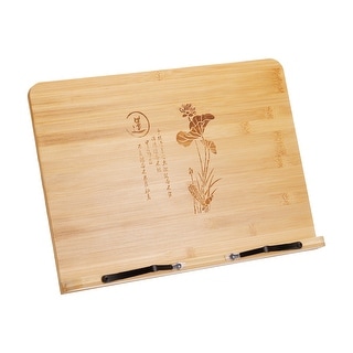 15.4x11" Book Stand, Bamboo Hollow Lotus Pattern Holder with Clips ...