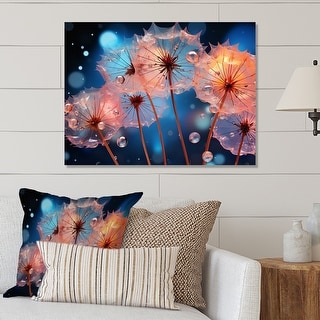 Designart "Teal Dandelion Dancing In The Morning" Floral Metal Wall Art ...
