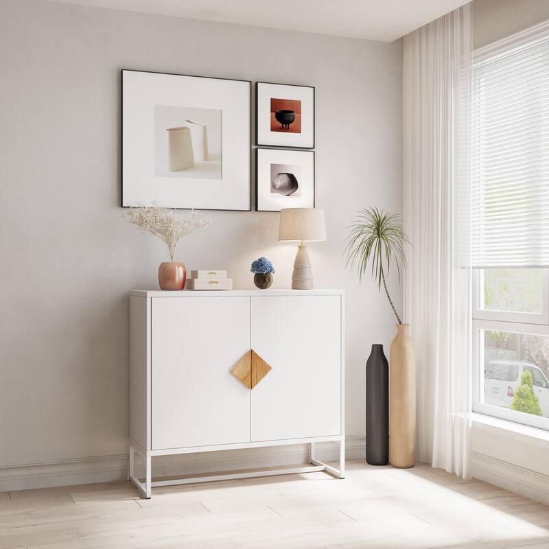 Square Shape Solid Wood Sideboard - Overstock - 36400898