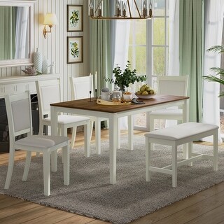 6-Piece Kitchen Dining Set with 4 Upholstered Chairs & Bench - Bed Bath ...