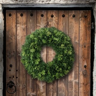 20" Real Touch Cedar Wreath - Green - Bed Bath & Beyond - 36104103