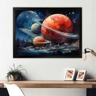 Designart "Saturn Ruby Rings Orbiting Elegance I" Our Solar System ...