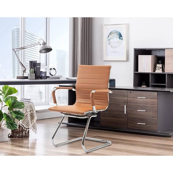 Mid Back Reception Chairs with Sled Base for Meeting Room - Bed Bath ...