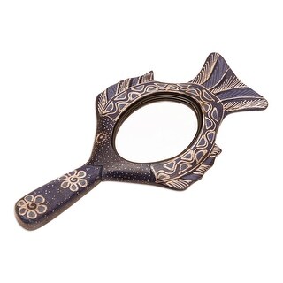 Novica Handmade Sea Reflection Wood Hand Mirror - Bed Bath & Beyond ...