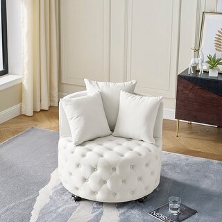 Modren Swivel Chair,with Button Tufted Design,Wheels and 3 Pillows ...