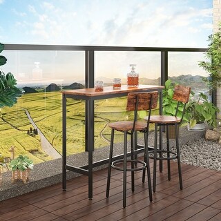 High-quality Iron Frame Bar Table Set with 2 Bar Stools for Kitchen or ...