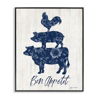 Stupell Bon Appetit Farm Animals Framed Giclee Art Design By Annie ...