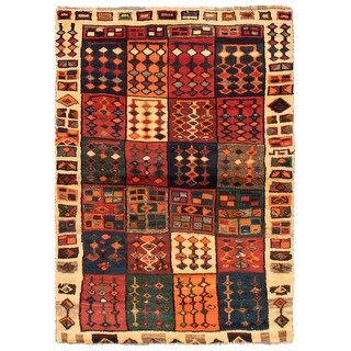 ECARPETGALLERY Hand-knotted Kashkuli Gabbeh Red Wool Rug - 4'6 x 6'5 ...