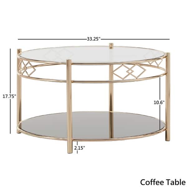 Metropolitan Rose Gold Black Tempered Glass CoffeeTable or Table Set by ...