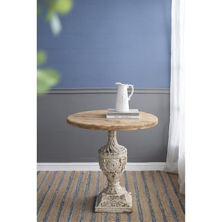 30x31" Antique Round Wood Table - Bed Bath & Beyond - 38857878