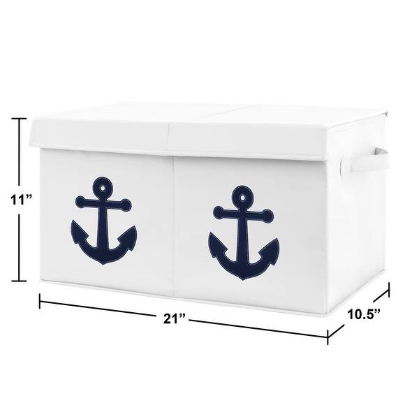 Nautical Anchor Boy Girl Kid Fabric Toy Bin Storage - Navy Blue Ocean ...