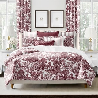 6ix Tailors Au Village Toile Merlot 8 Piece Comforter Designer Set ...