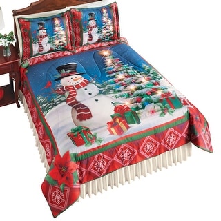 Festive Christmas LED Lighted Snowman Polyester Comforter - Bed Bath ...