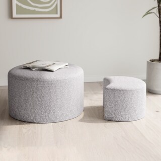 Upholstered Nesting Coffee Tables (Set of 2), Beige Side Table End ...