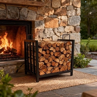 17" Small Firewood Rack Outdoor, Heavy Duty Indoor Log Holder with ...