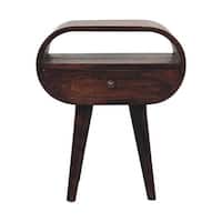 Artisan Furniture Solid Wood Curved Dark Walnut Nightstand - Bed Bath ...