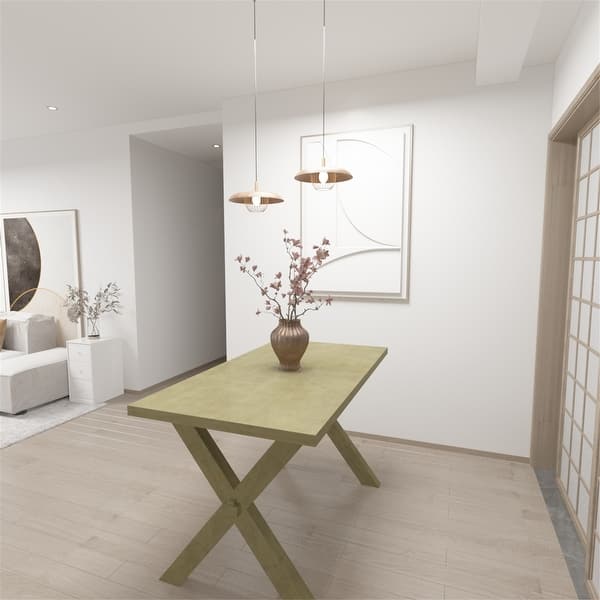 Farmhouse Rustic Wood Kitchen Dining Table with X-shape Legs - Bed Bath ...