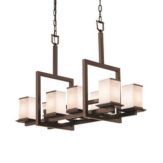 Justice Design Textile Montana Dark Bronze Bridge Chandelier, White ...