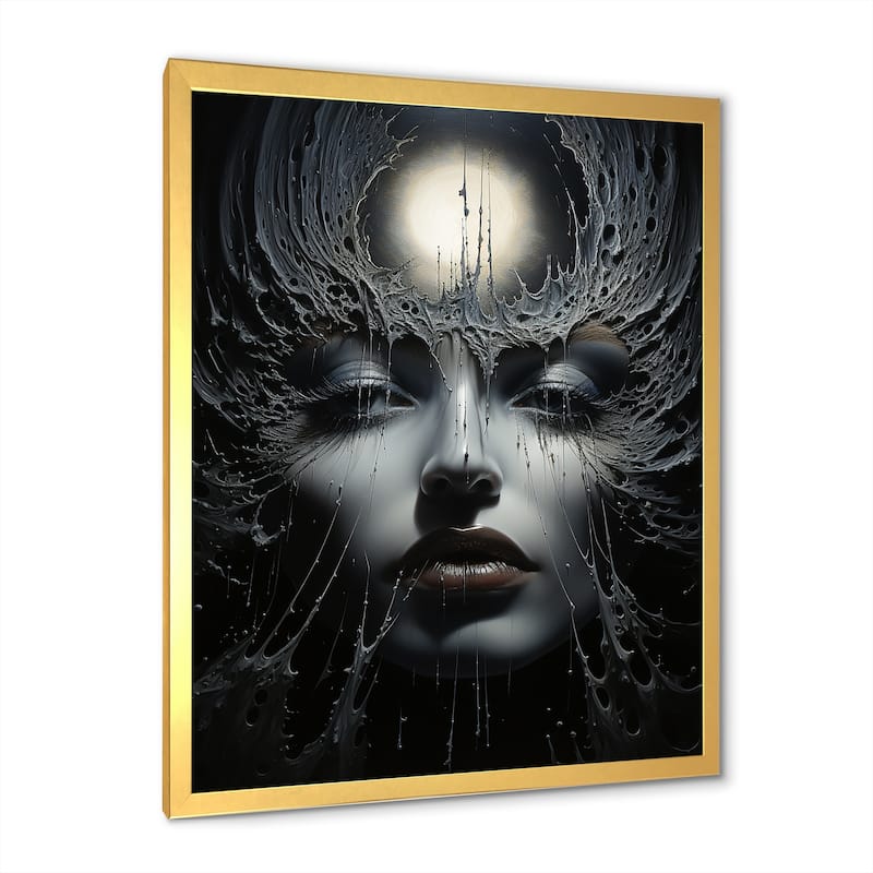 Designart "Surrealism Eternal Eclipse Woman Portrait" Surrealism Framed ...