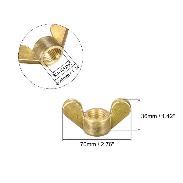 Brass Wing Nuts, 3/4-10UNC Butterfly Nut Hand Twist Tighten Fasteners ...