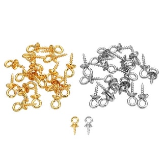 4mm Cup Pearl Screw Eye Pin Peg Pendant, 40 Pcs Eye Pin Pegs with Cap ...