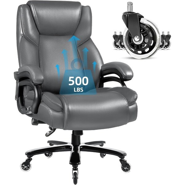 Bossin Big and Tall Executive Office Chair 500LBS Adjustable Lumbar Support Ergonomic Chair with High Back PU Leather Computer On Sale Bed Bath Beyond 37357088