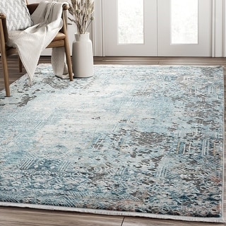 Abani Rugs Azure Contemporary Blue and Ivory Abstract Area Rug - Bed ...