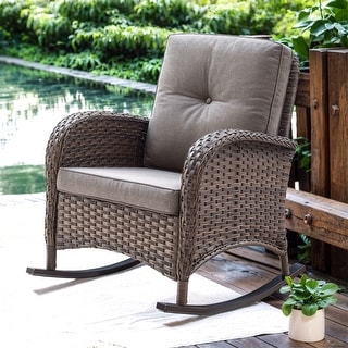 Rattan Wicker Rocker Chair Brown - Grey - Bed Bath & Beyond - 42532185