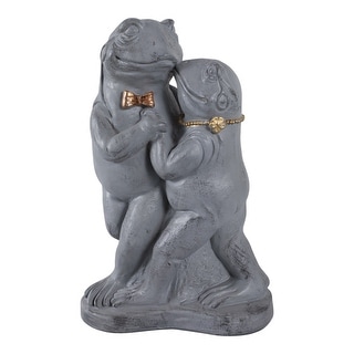 Polyresin Garden Statuary Dancing Frog Couple Statue Decor - 15" Gray ...