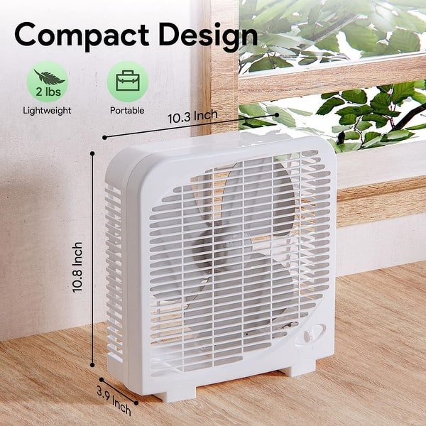 Box Fan 10 Inch, 2 Speeds, Table Cooling Fan with Strong Airflow - Bed ...