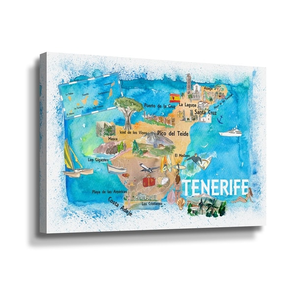 Tenerife Illustrated Map with Main Roads Landmarks and Highlights ...