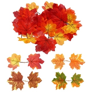 Fake Fall Leaves, 80 Pack Artificial Maple Leaves Faux Style 5 ...