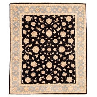 ECARPETGALLERY Hand-knotted Chobi Finest Black Wool Rug - 8'1 x 9'6 ...