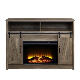 Fireplace Table with 2 Open Compartments in Rustic Oak - Bed Bath ...