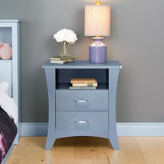 Modern Grey Nightstand with 2 Drawers and Open Shelvin - Bed Bath ...
