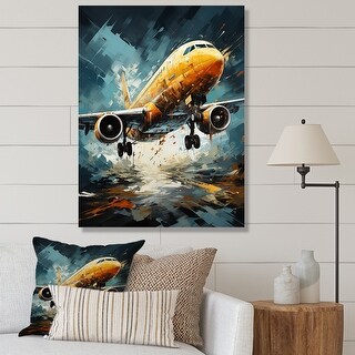 Designart "Orange Aerodynamics Plane" Plane Canvas Art Print - Bed Bath ...