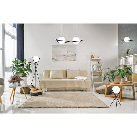 Eglo Rondo 1-Light White Round Table Lamp with Opal Frosted Glass ...