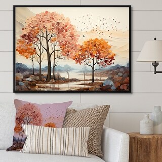 Designart "Muted Tone Maple Trees Collage" Tree Maple Framed Wall Art ...
