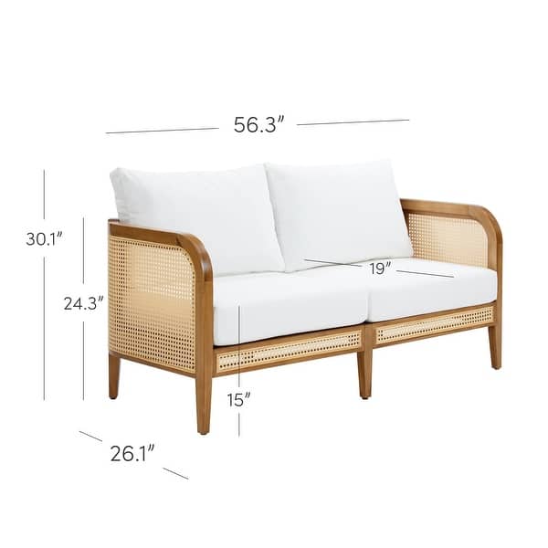 Twila Bohemian Outdoor Upholstered Rattan Patio Seating with Solid Wood Frame - Bed Bath ...