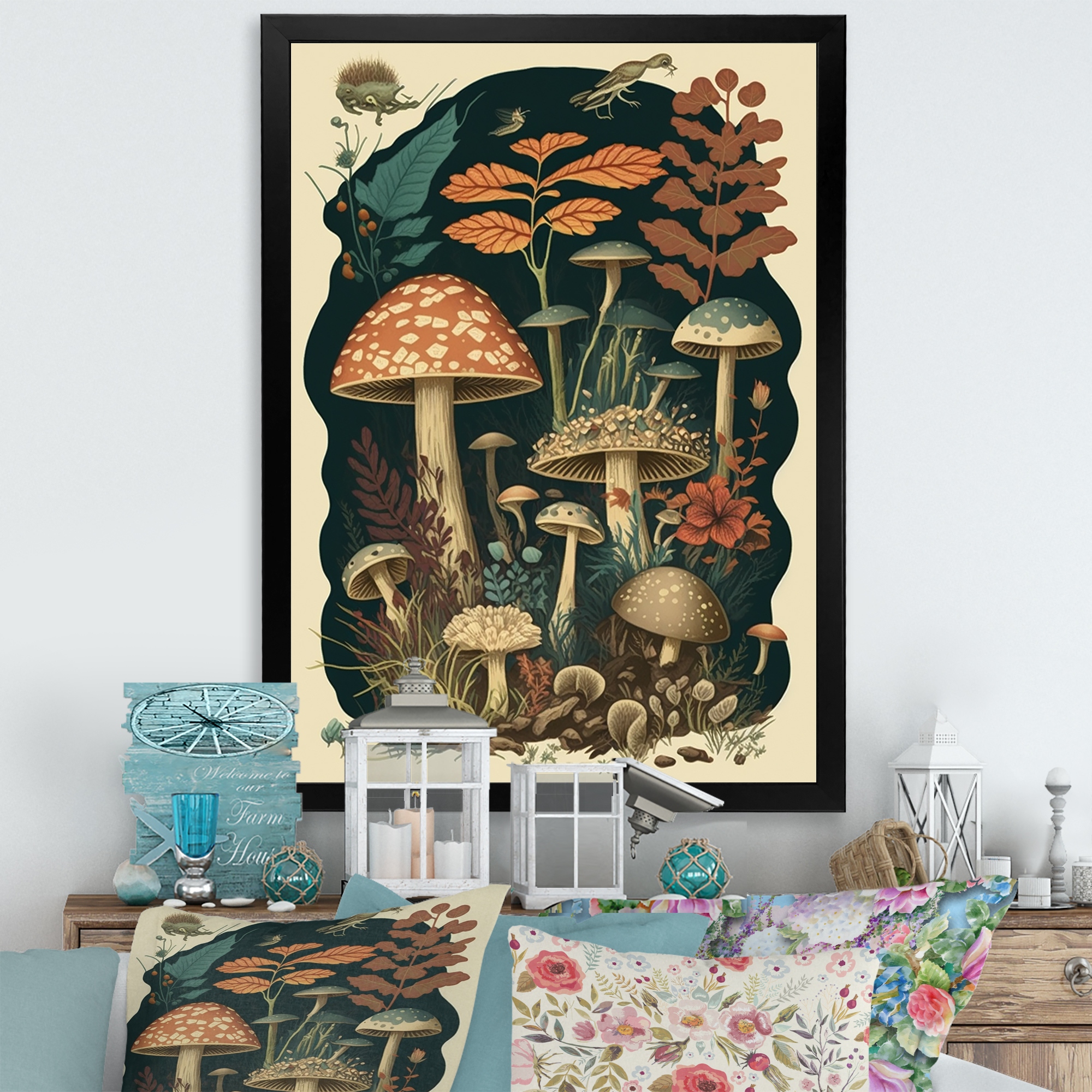 Designart Vintage Mushrooms Amanita Muscaria Ii Landscape Forest