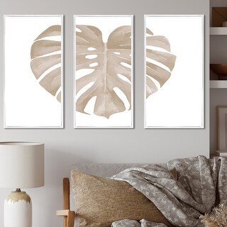 Designart "Ivory Pastel Monstera Heart Shaped Tropical Leaf ...