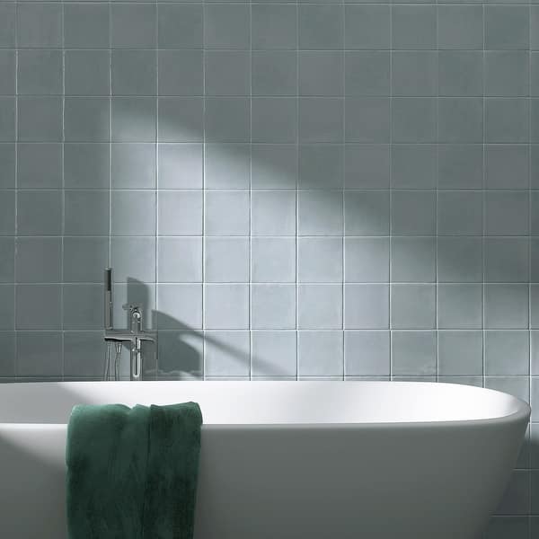 TileGen. New Country 6" x 6" Ceramic in Powder Blue Wall Tile (44 tiles ...