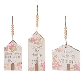 Transpac MDF Beaded Spring House Hanger Set of 3 Spring Home ...