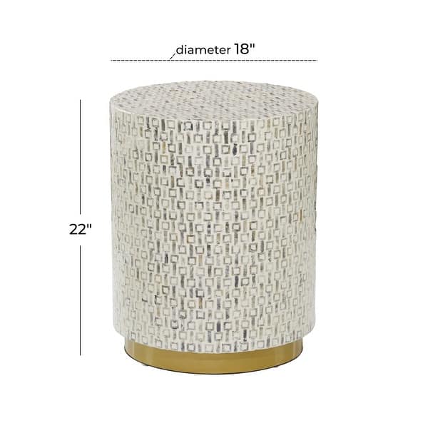 Elegant Mother of Pearl Shell Accent Table with Gold Base - Gray, White ...