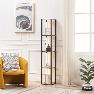 64" Dimmable Floor Lamp with Adjustable LED Poles, Sturdy Curio Cabinet ...