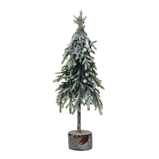 Faux Fir Tree with Wood Base and Snow Finish - Bed Bath & Beyond - 41420559