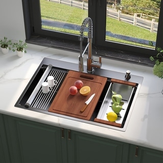 30 Inch Workstation Kitchen Sink With Neck Faucet - Bed Bath & Beyond ...