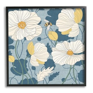 Stupell Poppy Pattern on Blue Frame Wall Art design by Jennifer Brinley ...